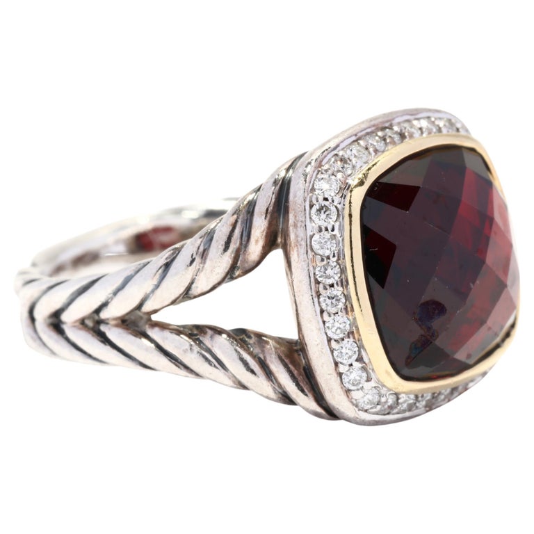 David Yurman Garnet Diamond Albion Ring, Sterling Silver, 18K Gold at ...