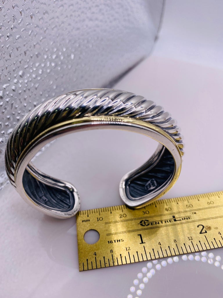 David Yurman Gold and Sterling Silver Cable Collection Cuff Bracelet ...