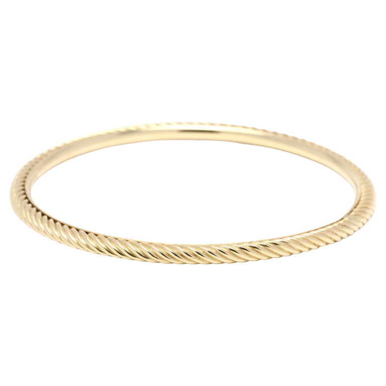 David Yurman Gold Cable Bangle, 18k Yellow Gold For Sale at 1stDibs