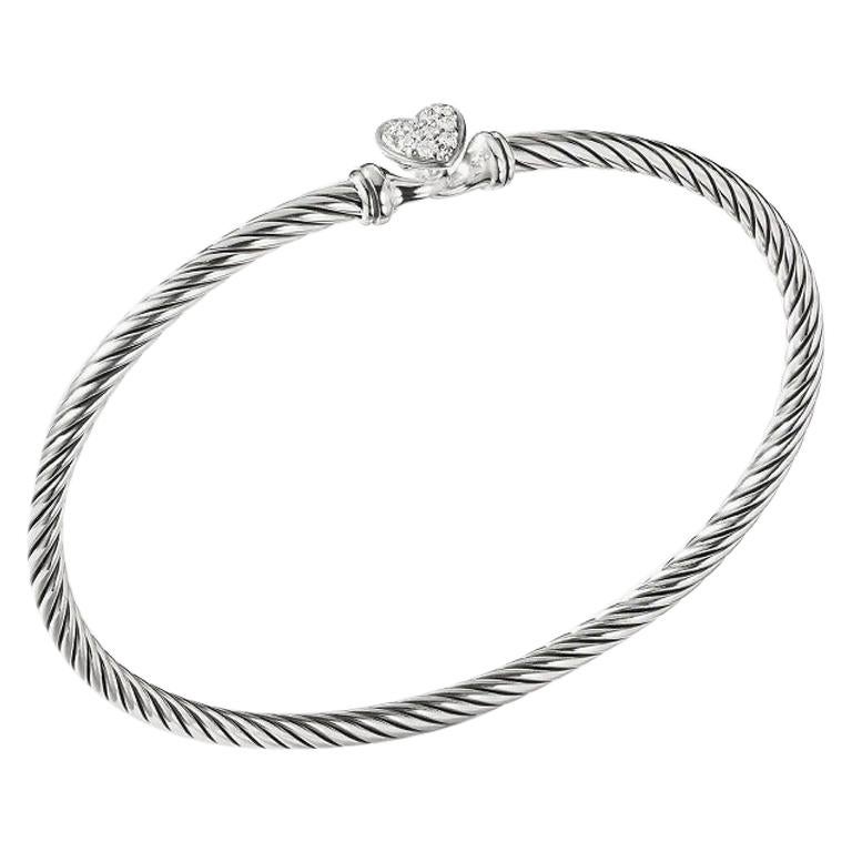 David Yurman Heart Bracelet with Diamonds, B09678 SSADI For Sale at 1stDibs