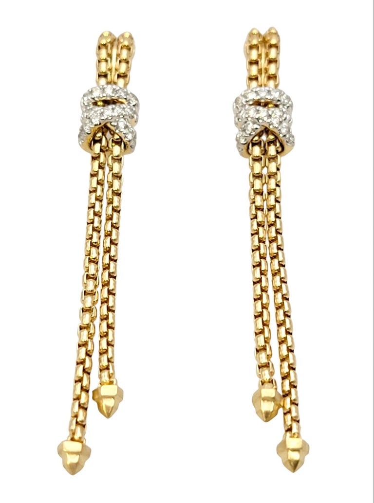 David Yurman Helena Box Chain Drop Earrings with Diamonds in 18 Karat ...