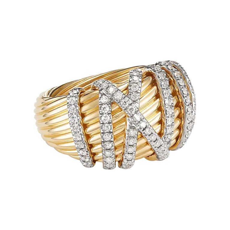 David Yurman Helena Dome Ring in 18k Yellow Gold with Diamonds For Sale ...