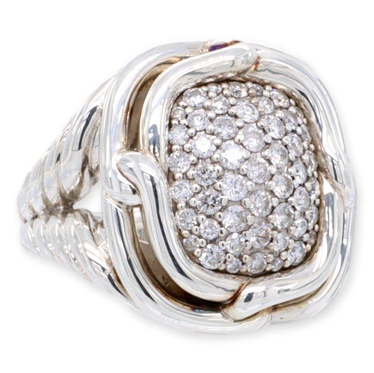 David Yurman Labyrinth Sterling Silver 1.00 Ct. Pave Diamond Ring For ...