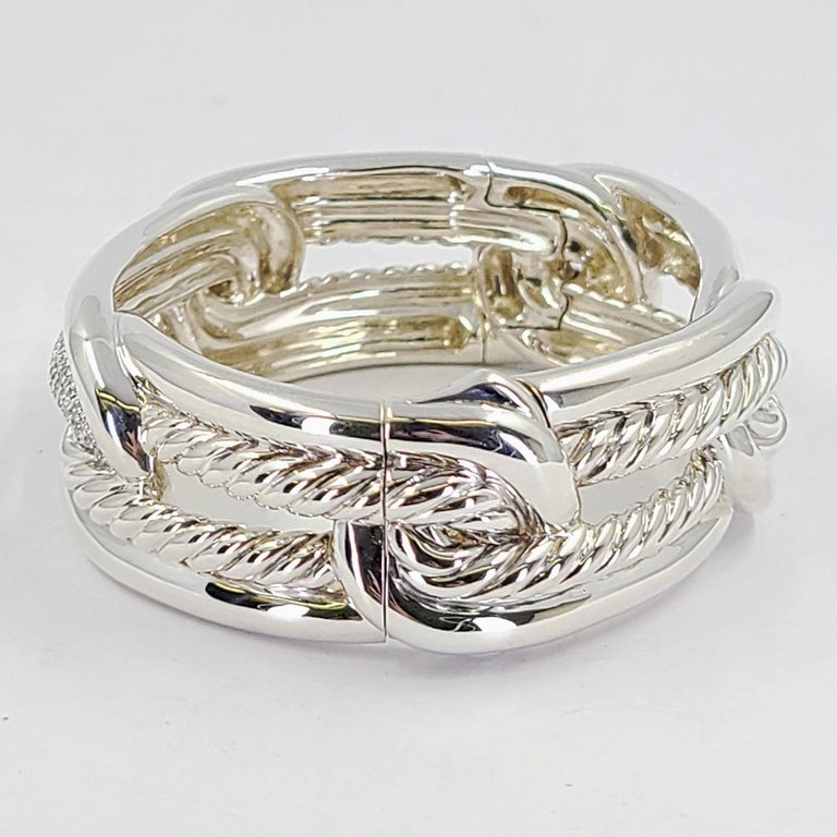 David Yurman Labyrinth Sterling Silver and Diamond Bangle For Sale at ...