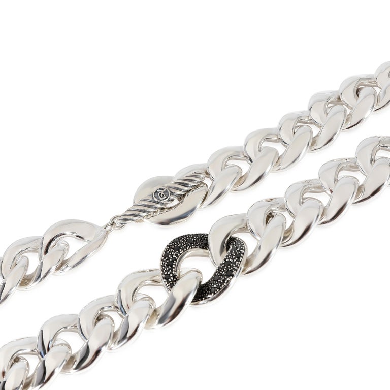 David Yurman Large Link Necklace With Black Pave Diamonds in Sterling ...
