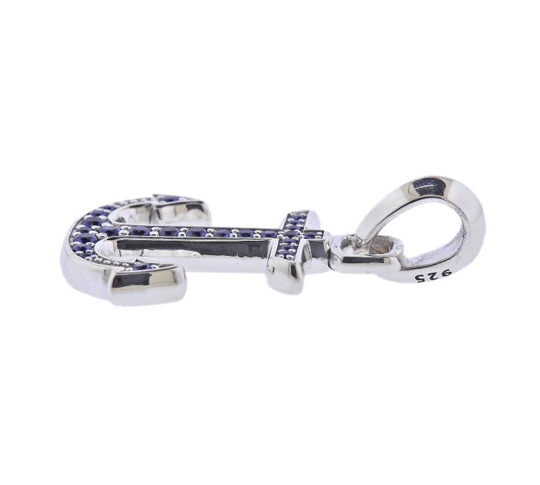 David Yurman Maritime Anchor Amulet Sapphire Silver Pendant For Sale at ...