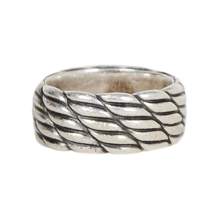 David Yurman Men's Sterling Silver Rope Ring sz 9.5 For Sale at 1stDibs ...