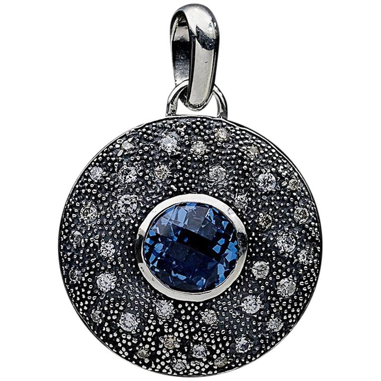 David Yurman Midnight Melange Blue Topaz and Diamond Pendant at 1stDibs