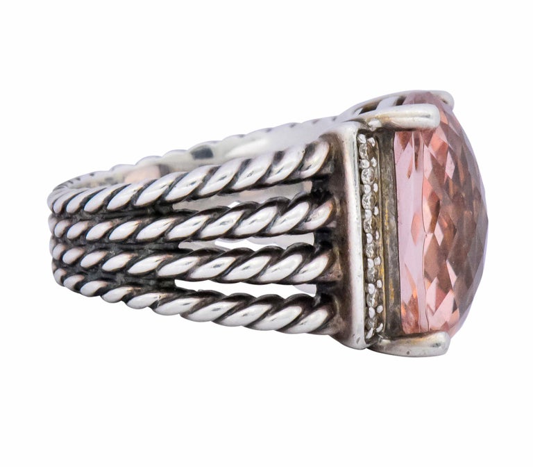 David Yurman Morganite Diamond Sterling Silver Large Cable Ring at ...