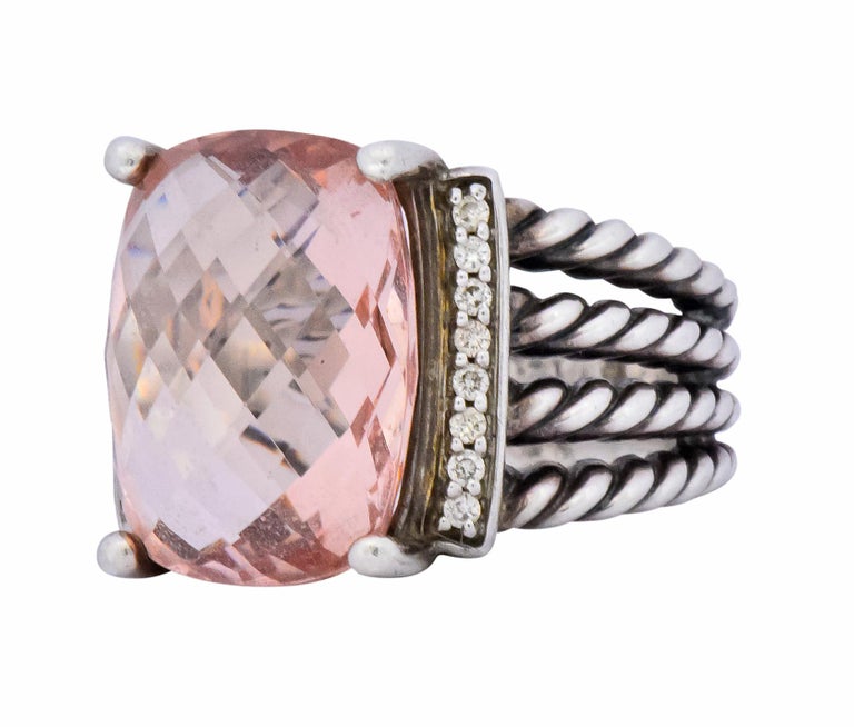 David Yurman Morganite Diamond Sterling Silver Large Cable Ring at ...