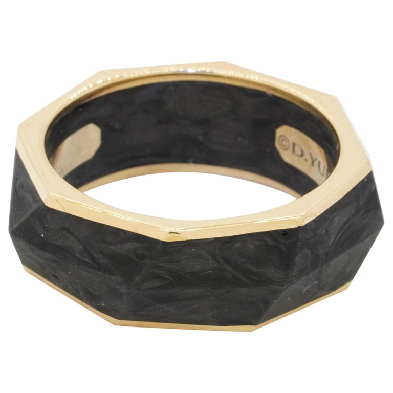 David Yurman New 18k Gold Forged Carbon Men's Band Ring For Sale at ...