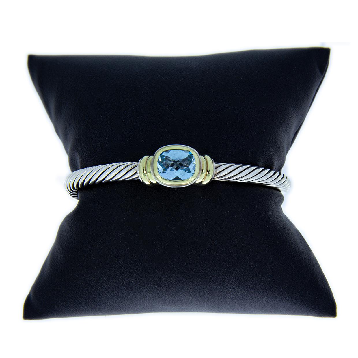 David Yurman Noblesse Gold and Silver Blue Topaz Cuff Bracelet at 1stDibs