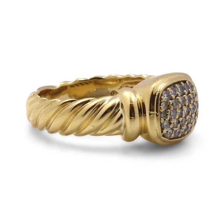 David Yurman Noblesse Yellow Gold and Diamond Ring For Sale at 1stDibs