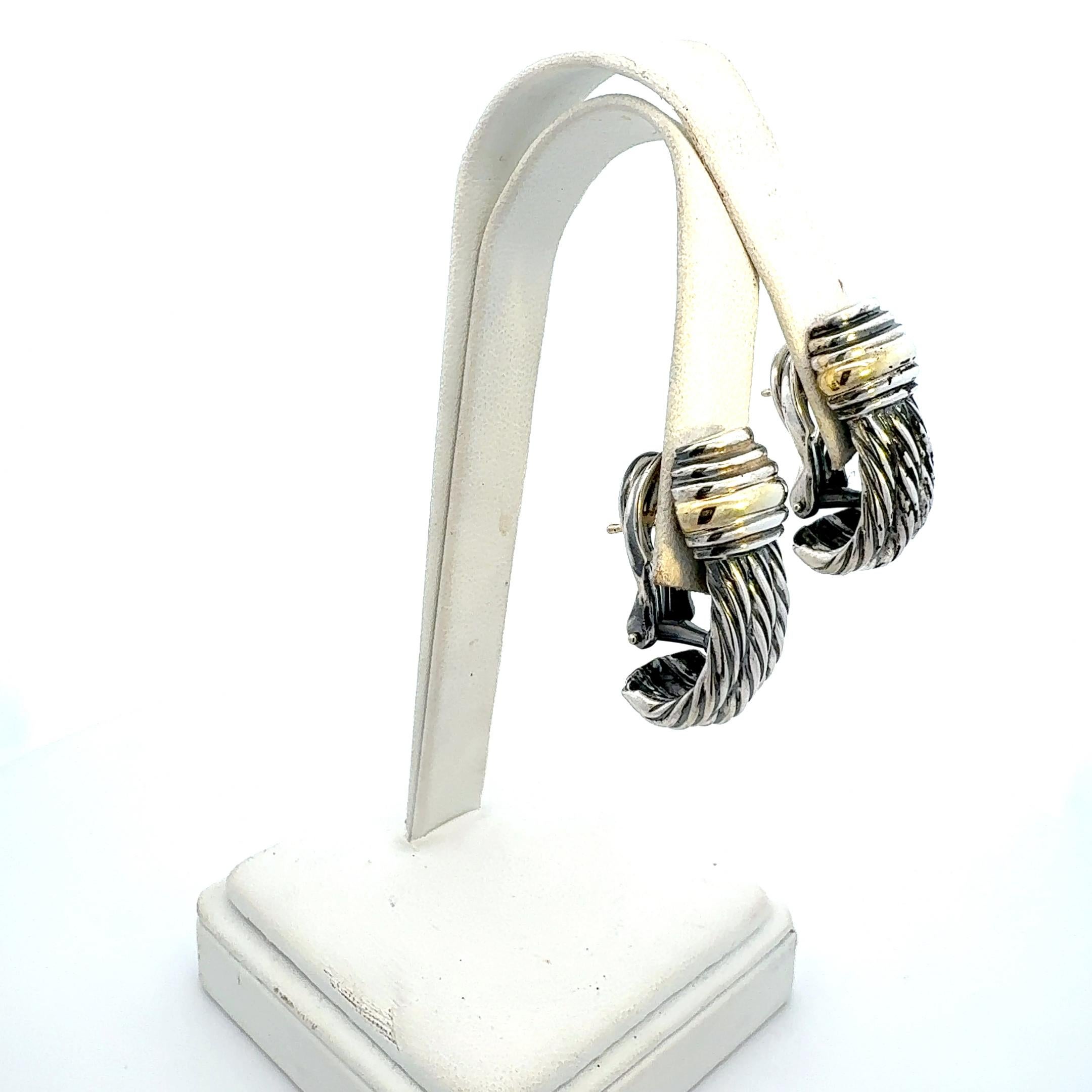 David Yurman Omega Back Earrings 14k Gold Sterling Silver Estate For ...