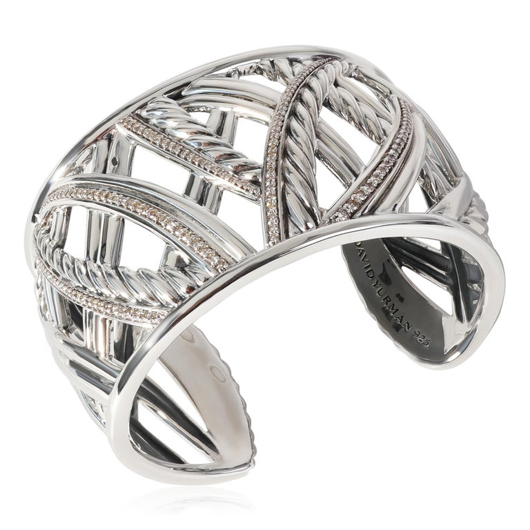 David Yurman Papyrus Diamond Cuff in Sterling Silver 1.15 CTW For Sale ...