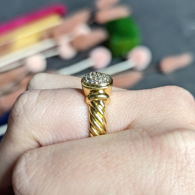 David Yurman Pave Diamond 18 Karat Gold Noblesse Ring For Sale at 1stDibs