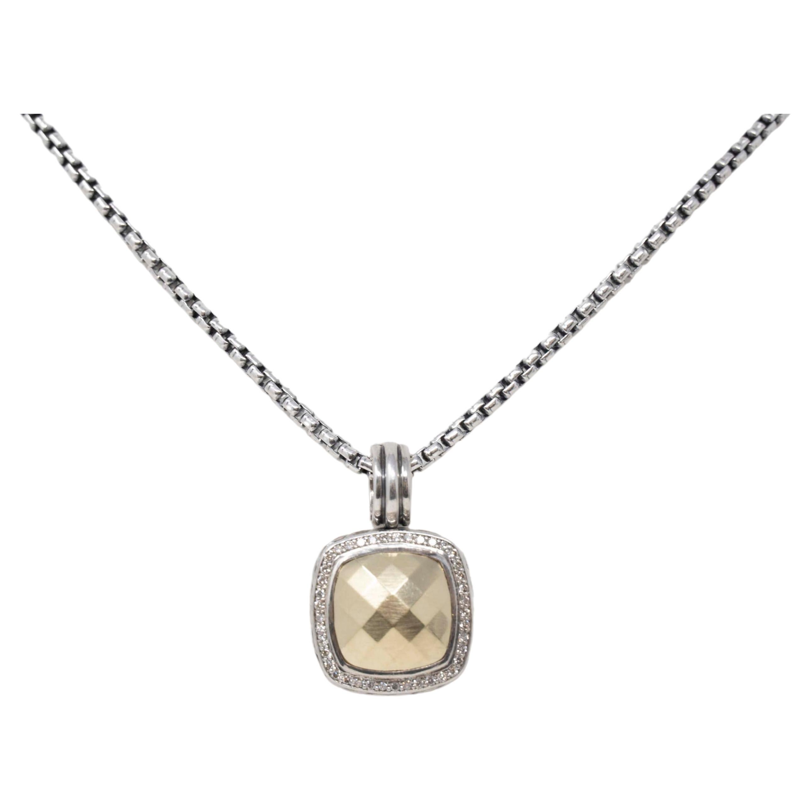 David Yurman Silver Gold and Diamond Pendant Necklace at 1stDibs ...