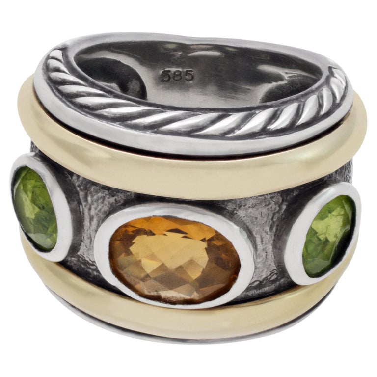 David Yurman Peridot and Citrine in 14k Gold and Sterling Silver Ring ...