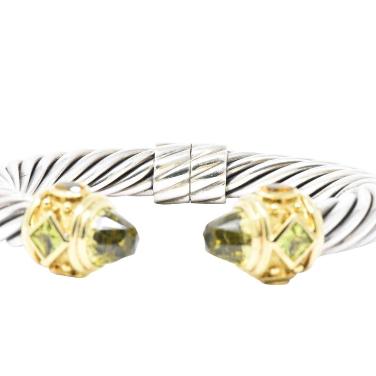 David Yurman Peridot Citrine Quartz Silver 18 Karat Yellow Gold Cable ...
