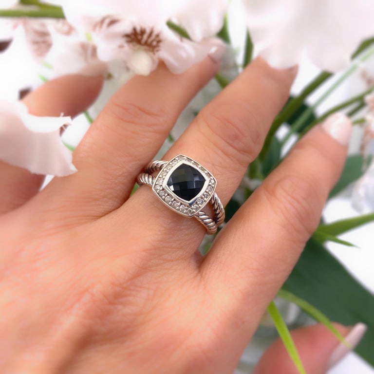 David Yurman Petite Albion Black Onyx with Diamonds 7 MM Ring at ...