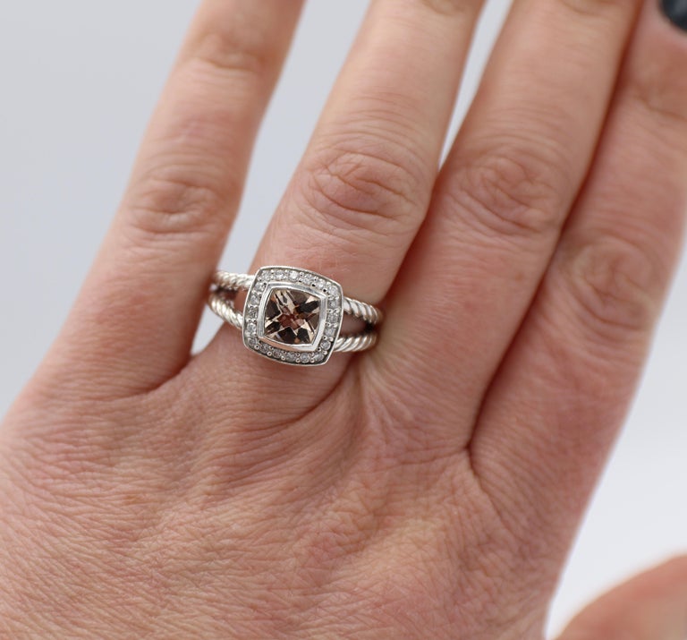 David Yurman Petite Albion Morganite and Diamond Ring Sterling Silver ...