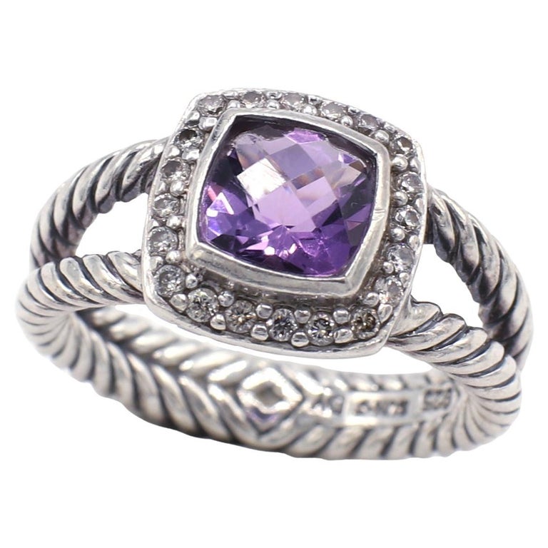 David Yurman Petite Albion Ring with Amethyst and Pavé Diamonds ...