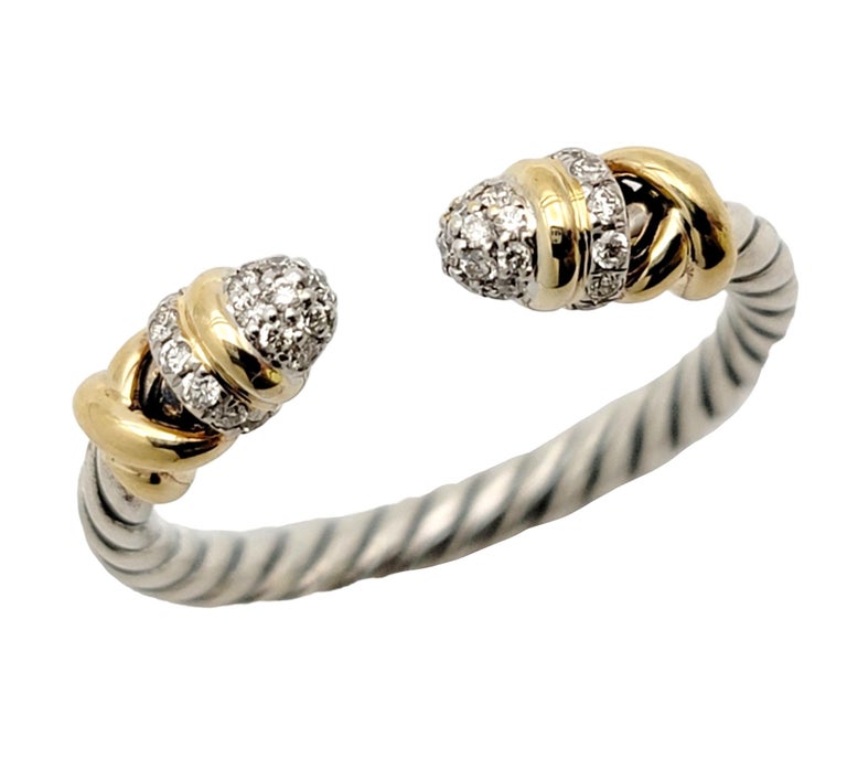 David Yurman Petite Helena Ring with Diamonds Sterling Silver and 18 ...