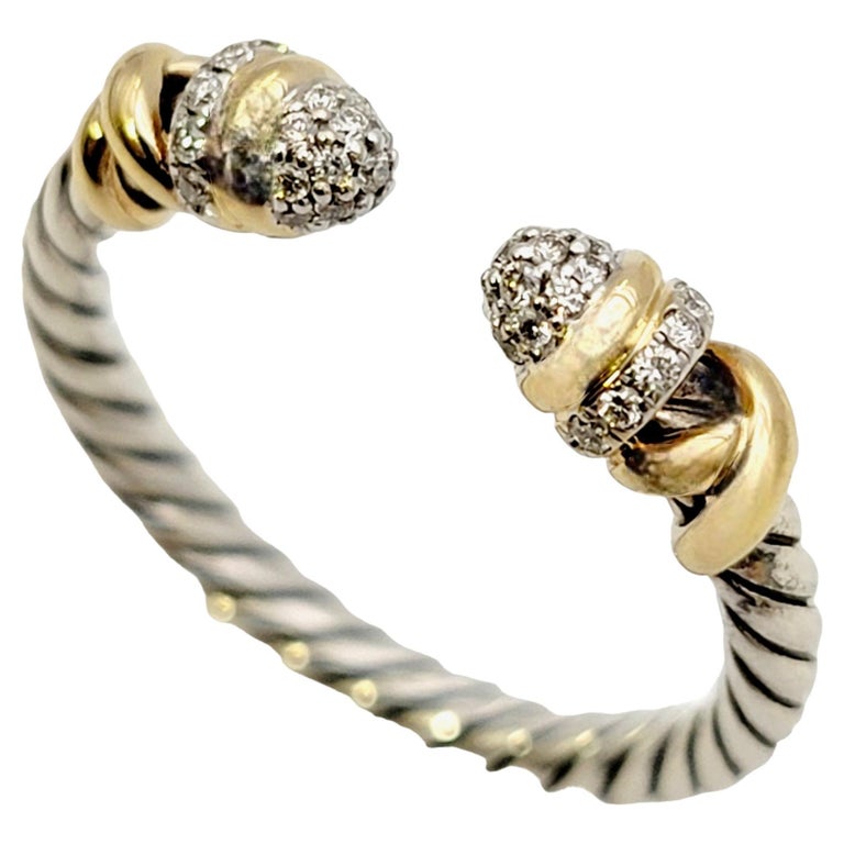 David Yurman Petite Helena Ring with Diamonds Sterling Silver and 18 ...