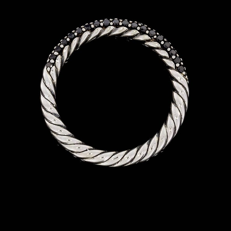 David Yurman Petite Pave Black Diamond Stack Ring at 1stDibs