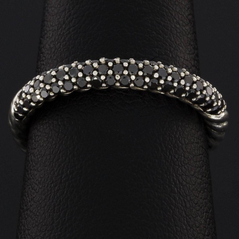 David Yurman Petite Pave Black Diamond Stack Ring at 1stDibs