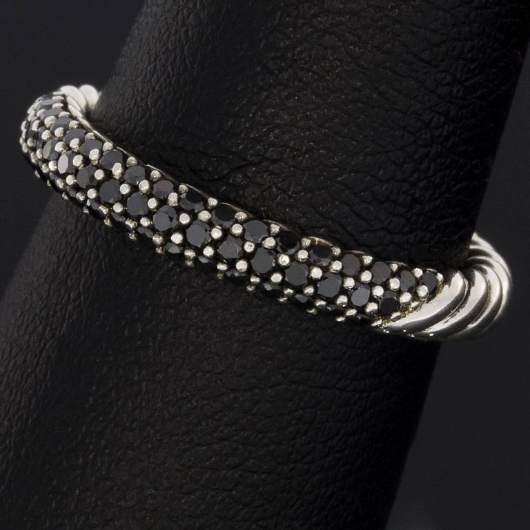 David Yurman Petite Pave Black Diamond Stack Ring at 1stDibs