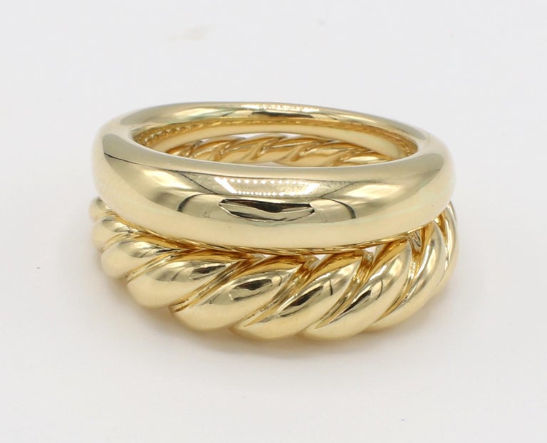 David Yurman Pure Form® Stackable Rings Set of Two 18 Karat Yellow Gold ...