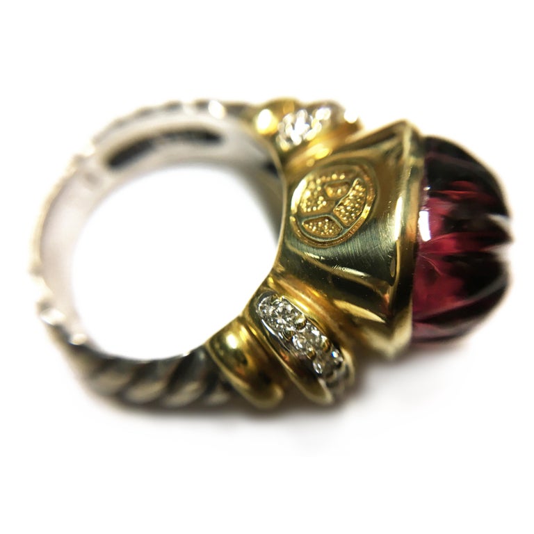 David Yurman Purple Fantasy Cut Amethyst Diamond Ring For Sale at 1stdibs