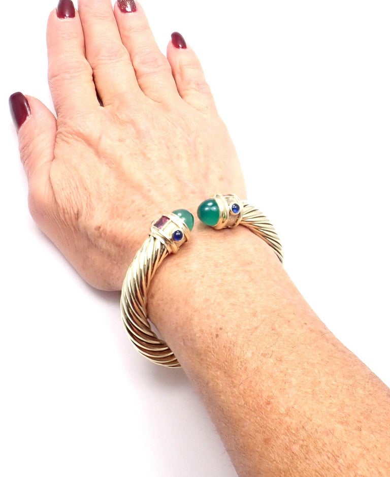 David Yurman Renaissance Green Onyx Tourmaline Yellow Gold Bangle ...
