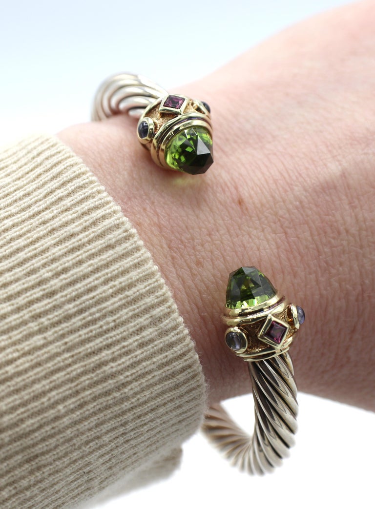 David Yurman Renaissance Sterling Silver and Gold Peridot Bangle ...