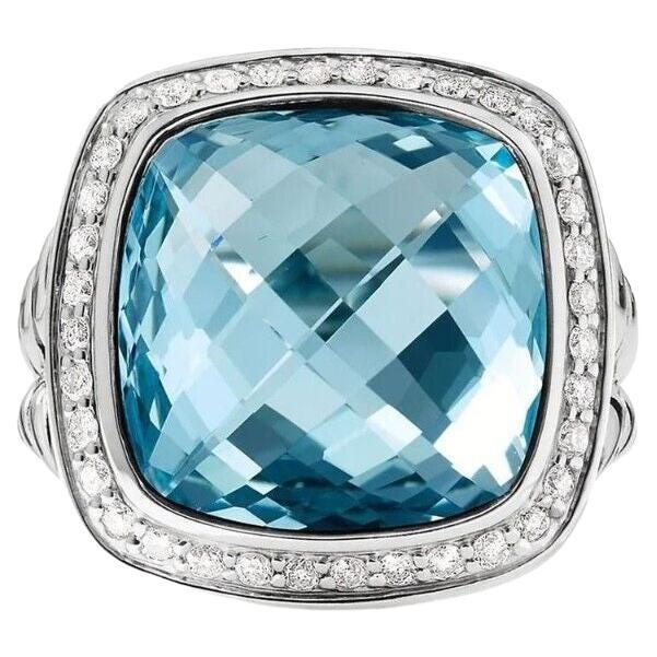 David yurman ring blue topas with diamond Size 6.75 For Sale at 1stDibs