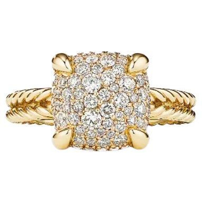 David Yurman Ring in 18K Yellow Gold with Full Pavé Diamonds For Sale ...