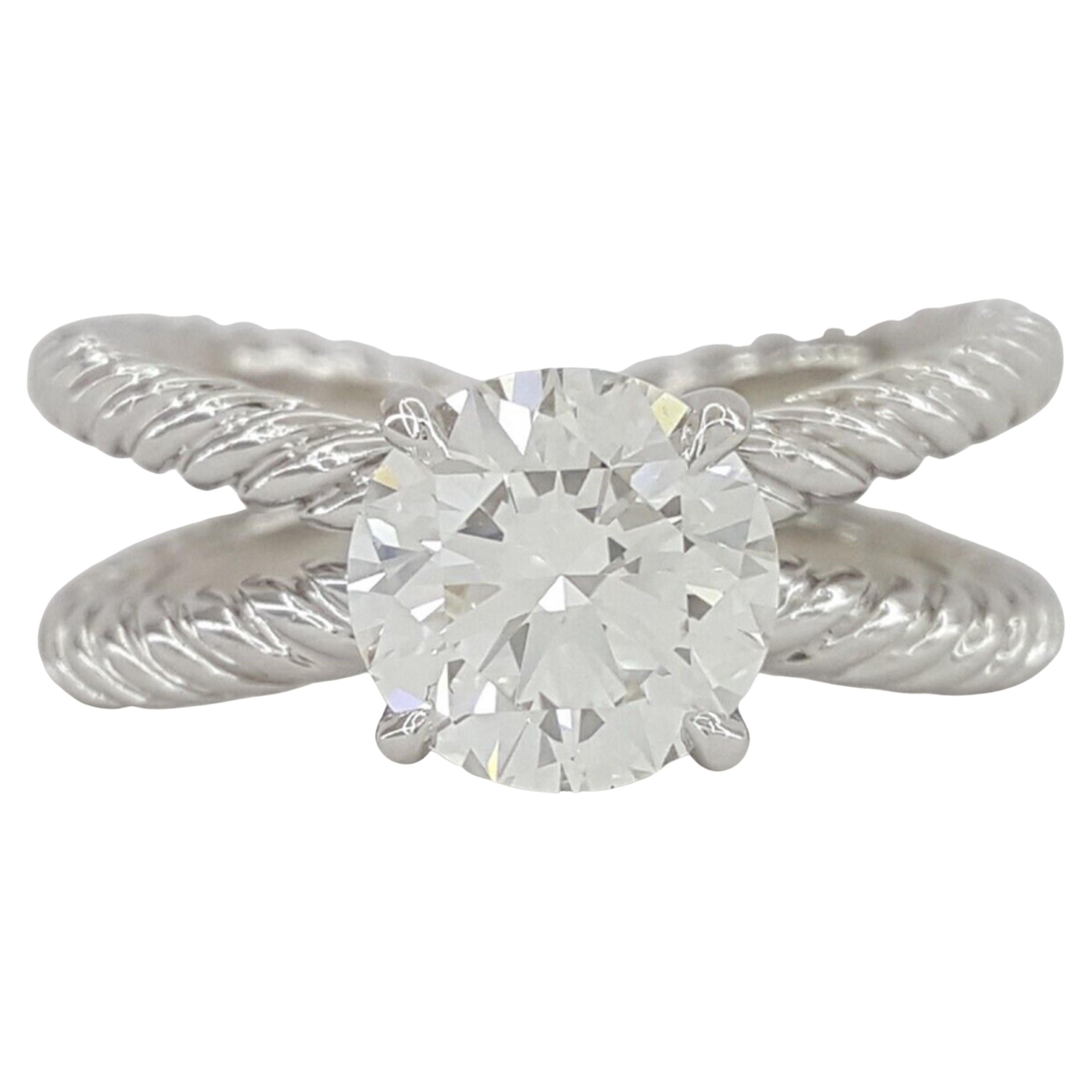 David Yurman Round Brilliant Cut Engagement Solitaire Ring For Sale at ...