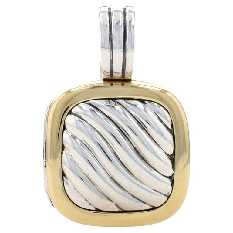 David Yurman Sculpted Cable Locket Enhancer Pendant Sterling 925 Yellow ...