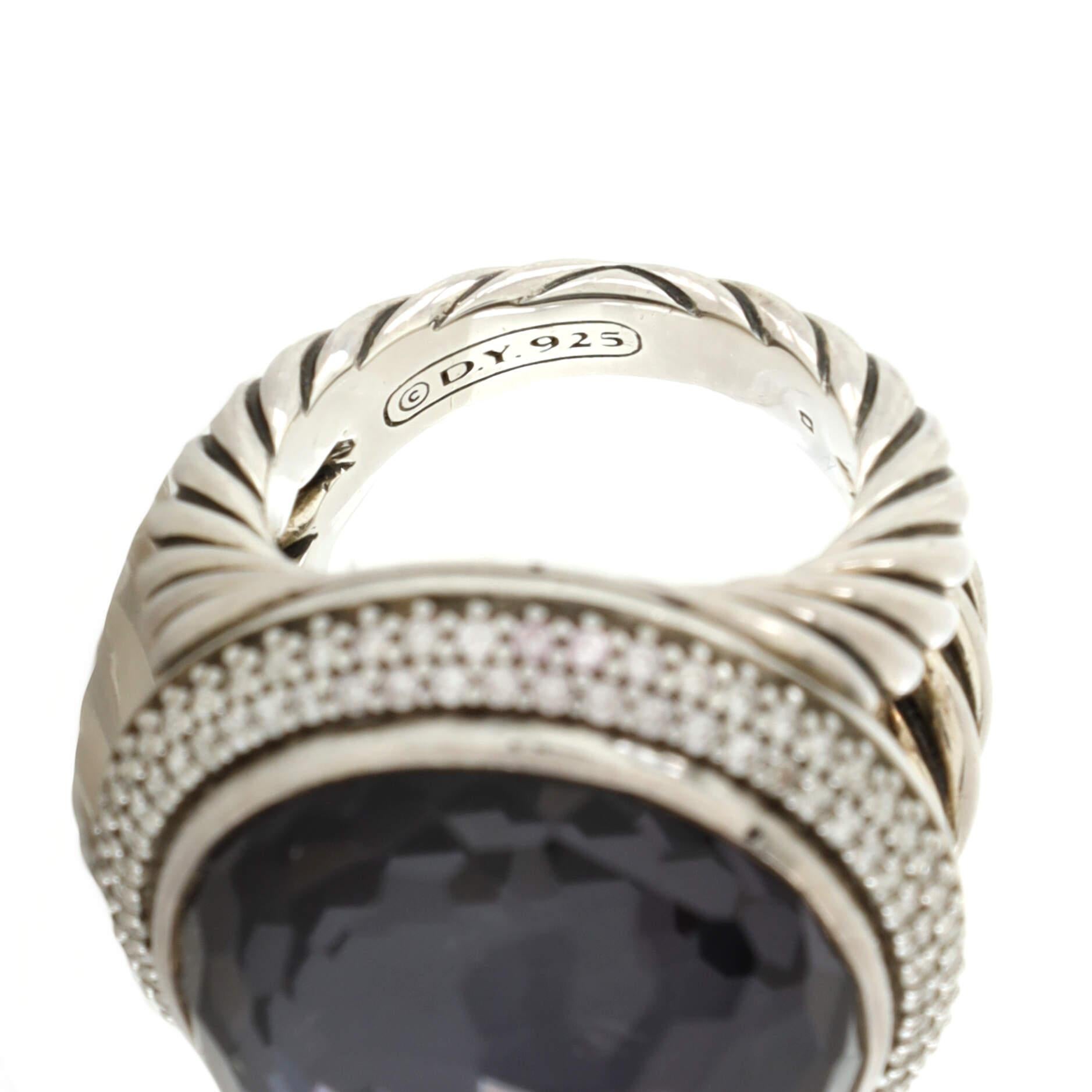 David Yurman Signature Oval Ring Sterling Silver with Onyx and Diamonds ...