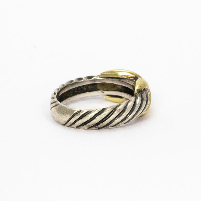 David Yurman Silver 14 Karat Yellow Gold Classic Cross Ring at 1stDibs ...