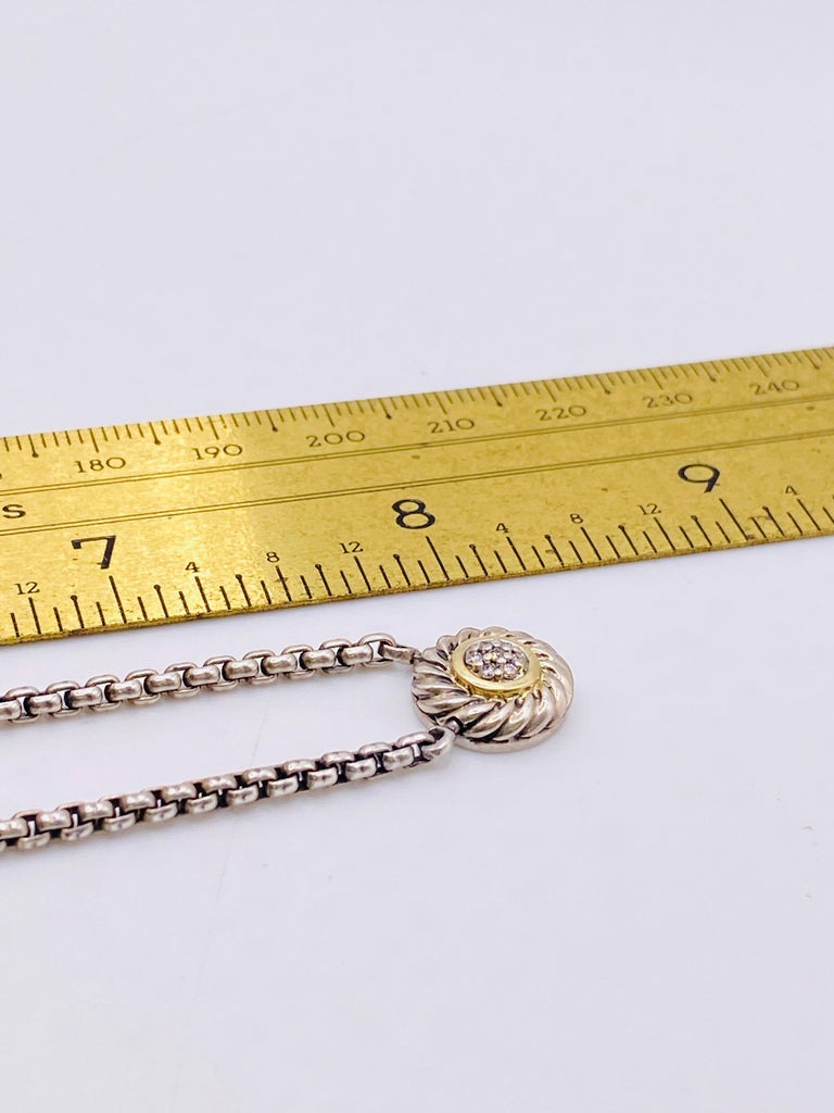 David Yurman Silver and Gold Diamond Cookie Necklace For Sale at 1stDibs