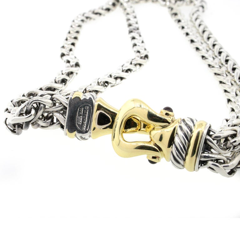David Yurman Silver and Solid 14 karat Gold Double Wheat Chain Buckle ...
