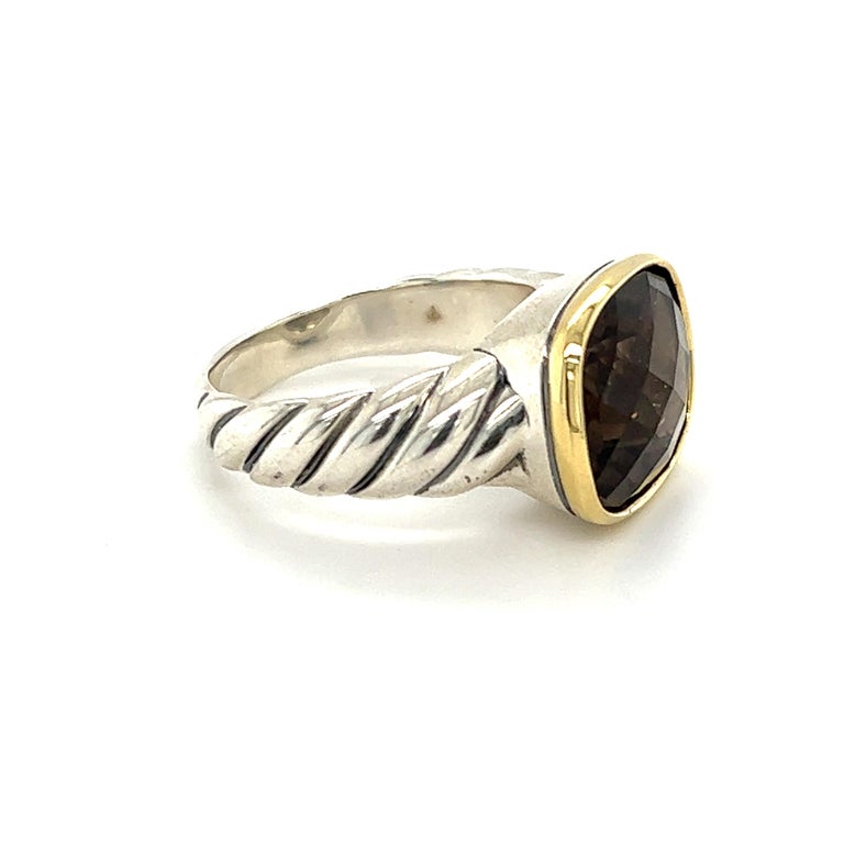 David Yurman Smokey Quartz Cable Ring in Sterling Silver / 18K Gold For ...