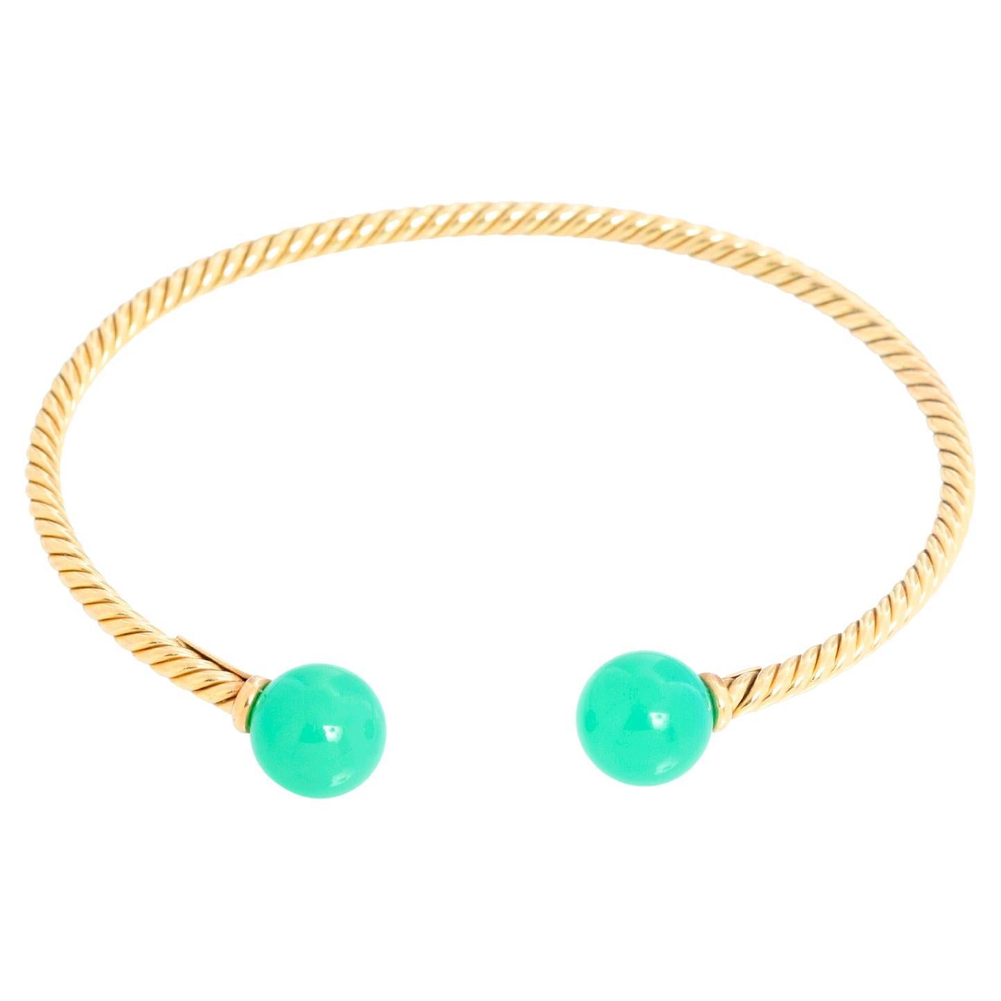 David Yurman Solari Bead Bracelet in 18K Yellow Gold with Chrysoprase ...