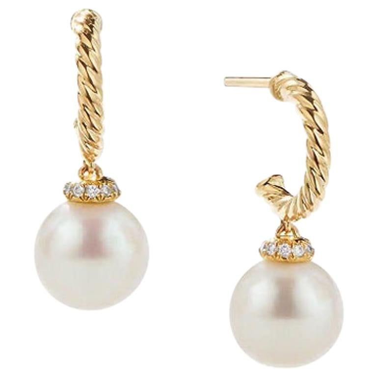 David Yurman Solari Pearl Hoop with Diamond in Yellow Gold ...