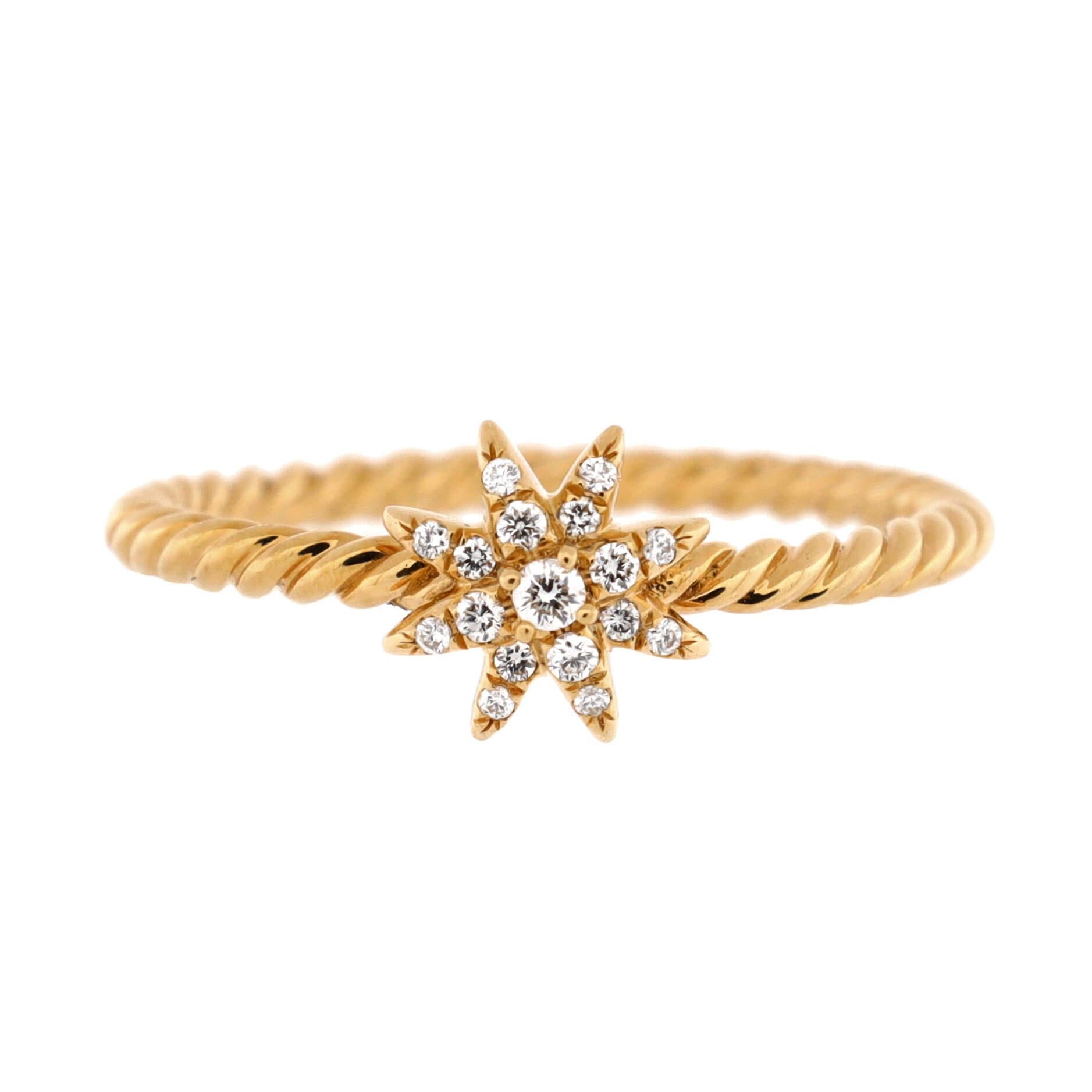 David Yurman Starburst Cable Ring 18k Yellow Gold with Diamonds Petite ...