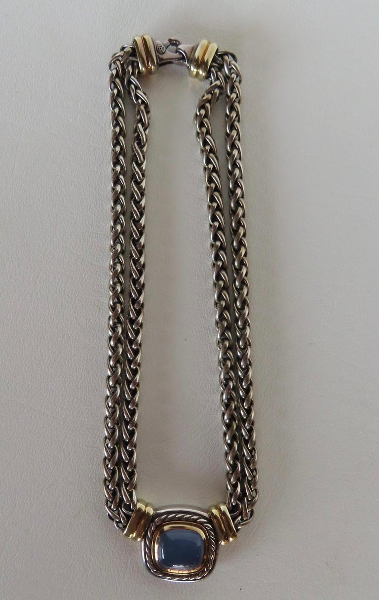 David Yurman Sterling and 14k Gold Necklace W/ Lavender Jade Stone For ...
