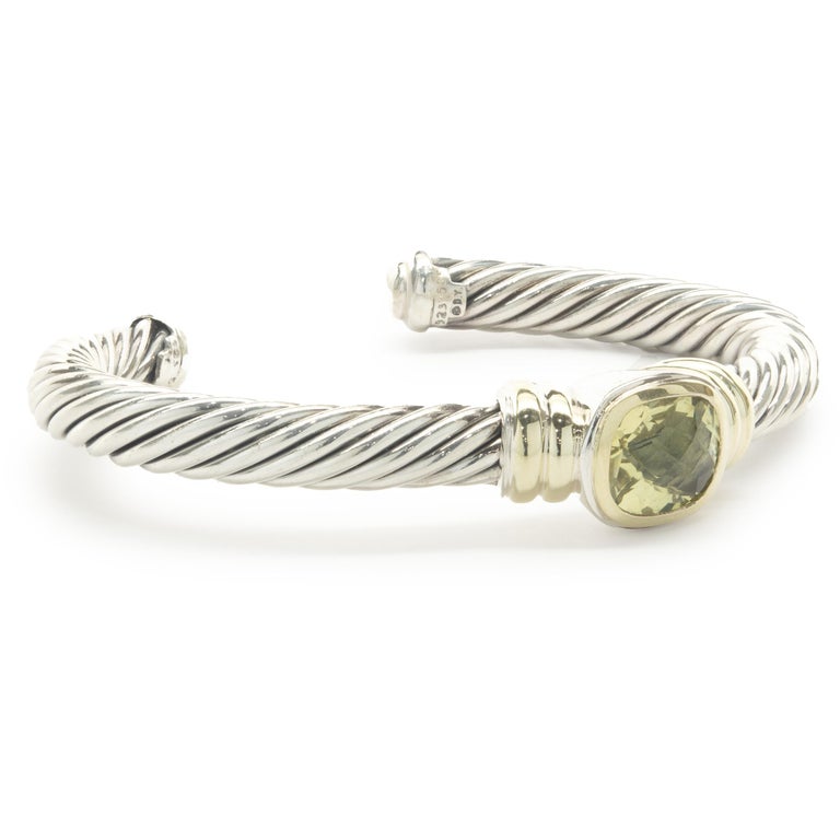David Yurman Sterling Silver and 14 Karat Yellow Gold Peridot Cable ...