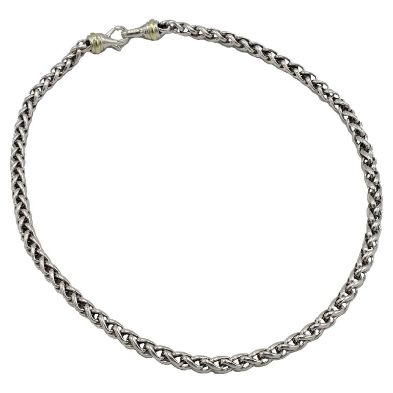 David Yurman Sterling Silver and 14 Karat Yellow Gold Wheat Chain ...